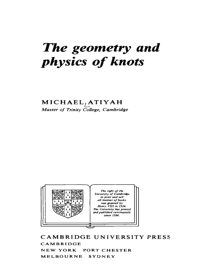 Atiyah. The Geometry and Physics of Knot | PDF | Gauge Theory ...