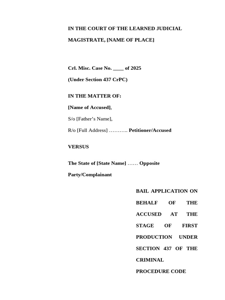Bail Petition - Produced Before Hon'Ble Court For The First Time | PDF | Bail | Political Law