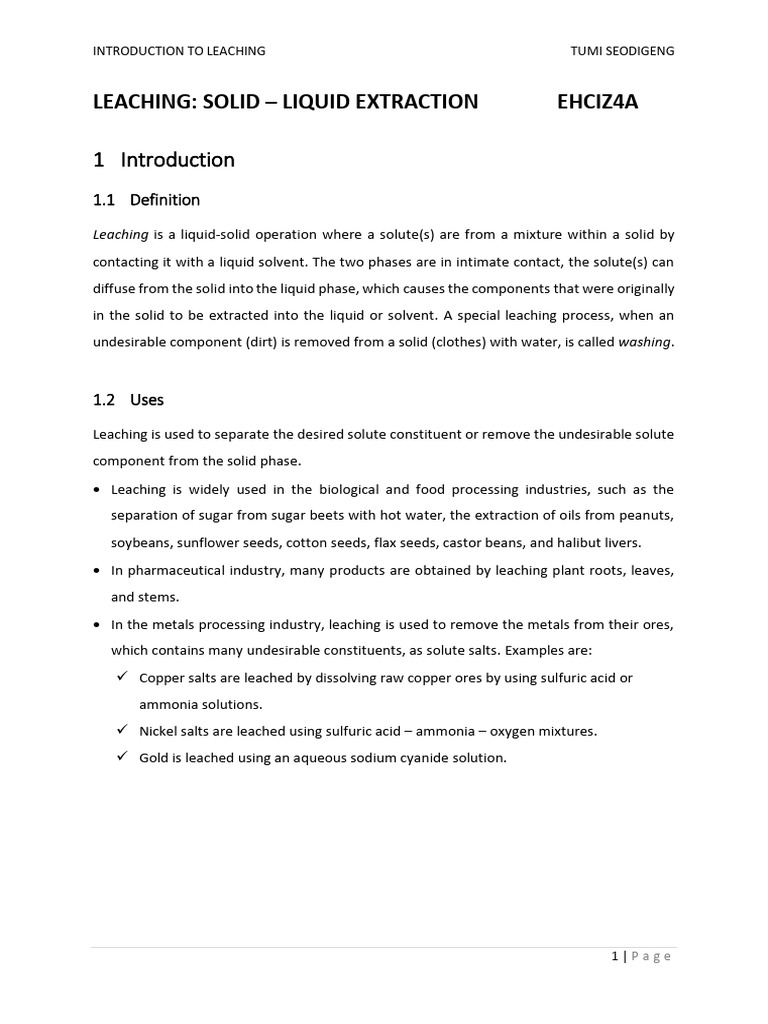 Understanding Leaching Processes | PDF | Phase (Matter) | Solubility