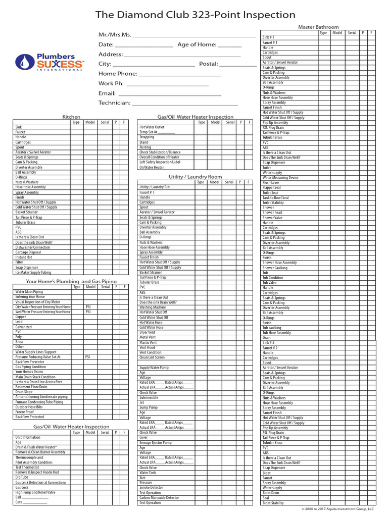 Comprehensive Plumbing Inspection Checklist | PDF | Tap (Valve) | Water ...