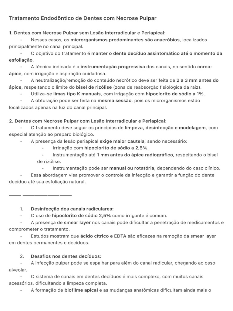Tratamento de Necrose Pulpar em Dentes | PDF | Dente humano ...