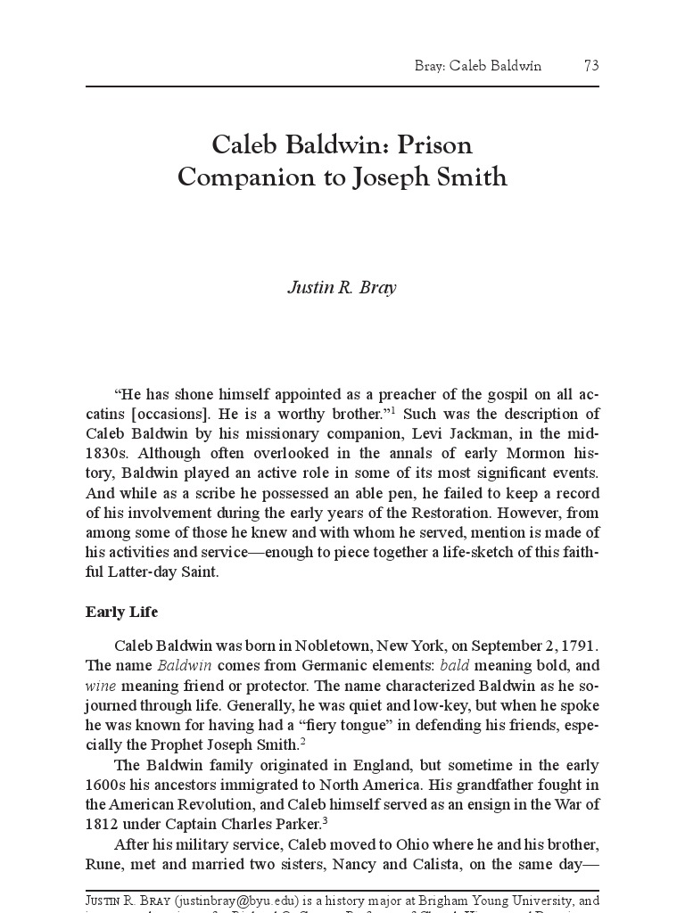 Caleb Baldwin | PDF | Joseph Smith | Latter Day Saints