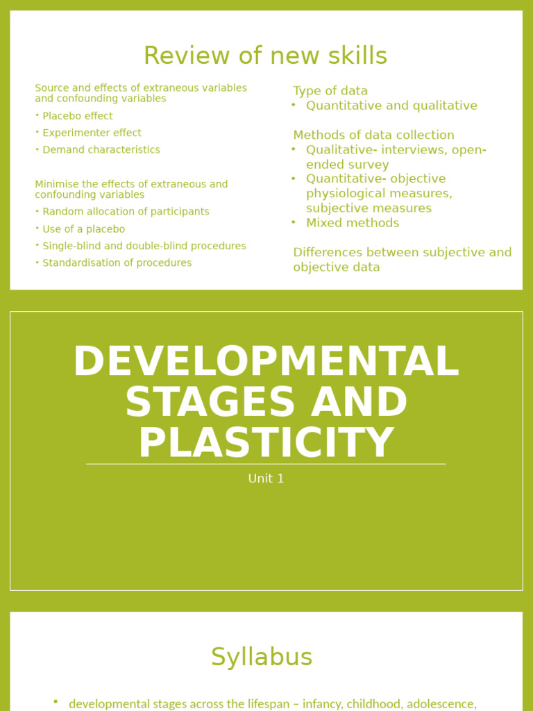 1 Developmental Stages and Plasticity | PDF | Brain | Nervous System