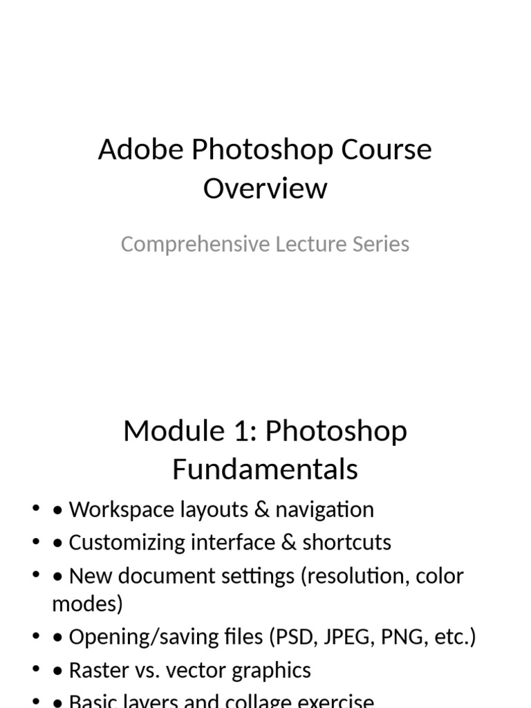 Photoshop Lecture Series Overview | PDF