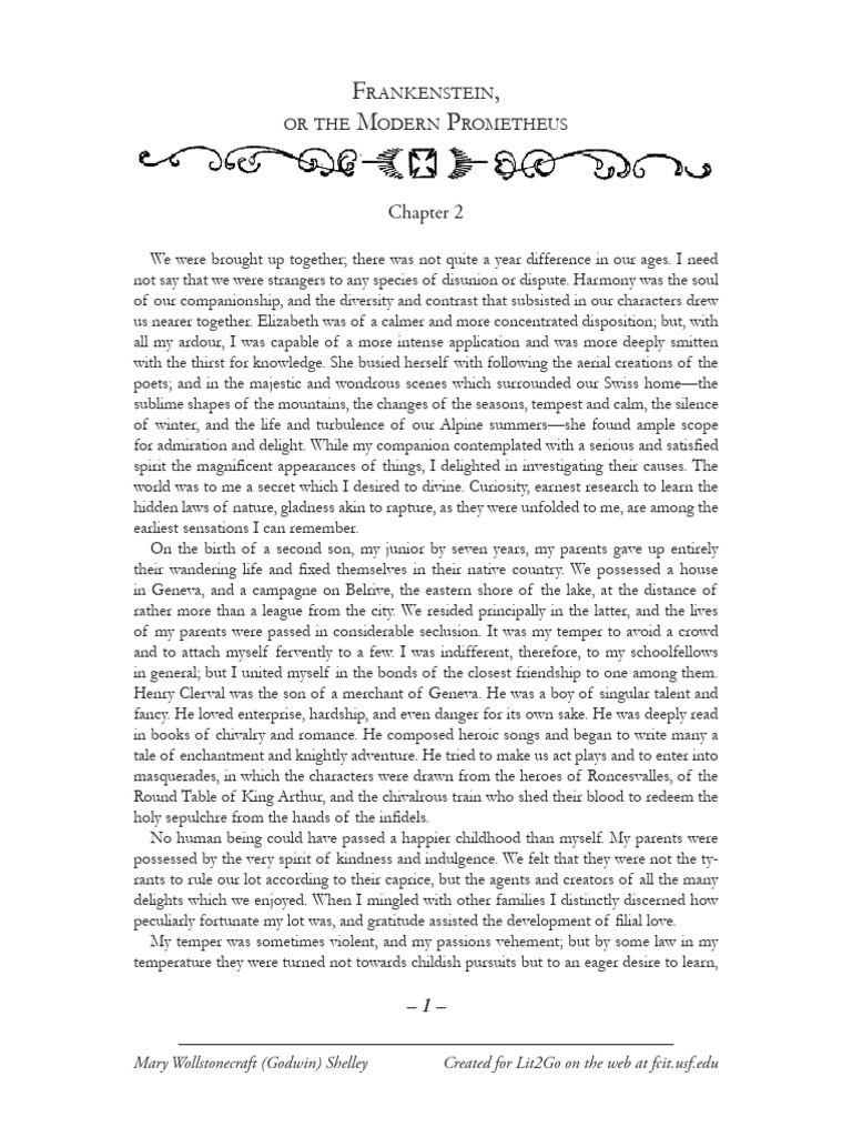 Frankenstein or The Modern Prometheus 003 Chapter 2 | PDF | Chivalry