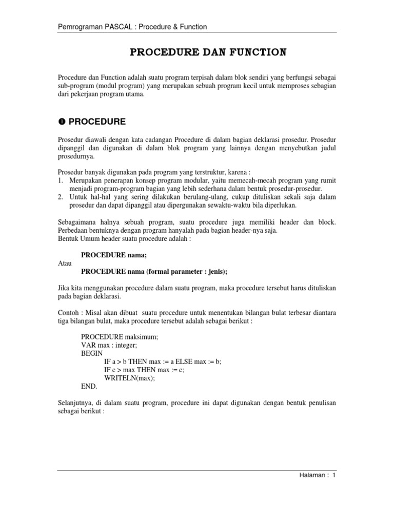 4 - Prosedure Dan Function | PDF