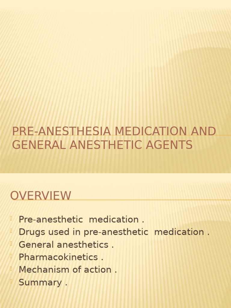 Pre-Anesthesia Medications & Agents Guide | PDF | Anesthesia | Medical ...