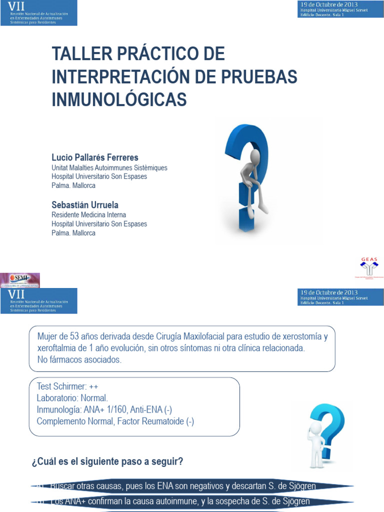 Taller Práctico de Interpretación de Pruebas Inmunológicas: Lucio ...