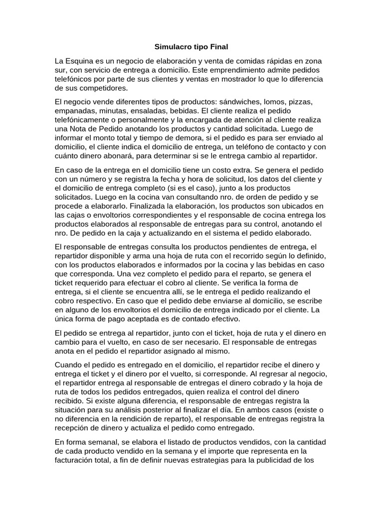 Simulacro Tipo Final - SPN | PDF | Dinero | Business