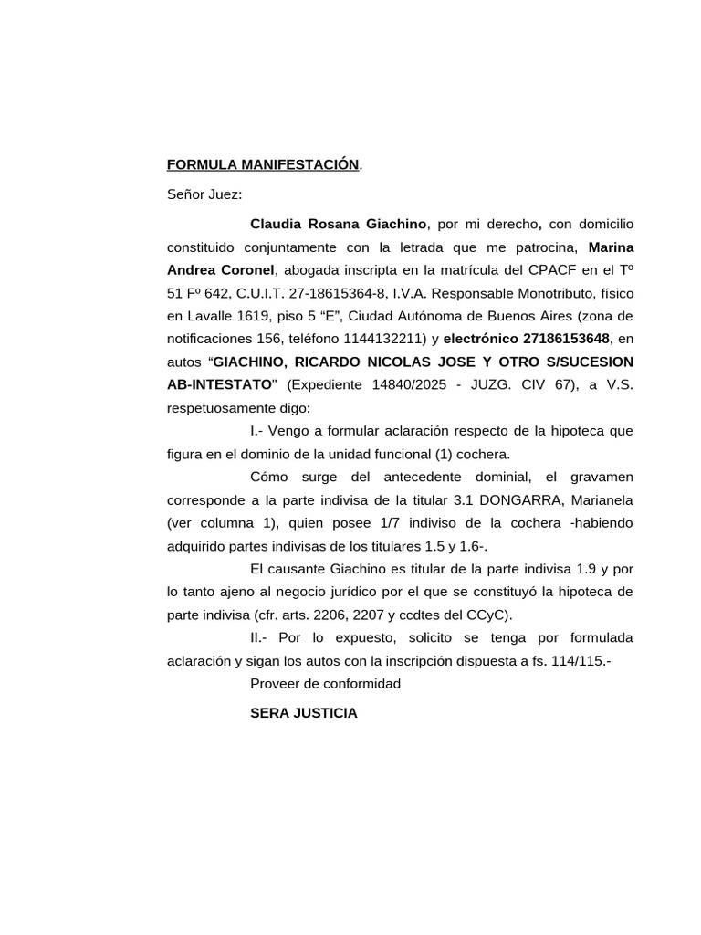 Manifiesta Por Hipoteca | PDF