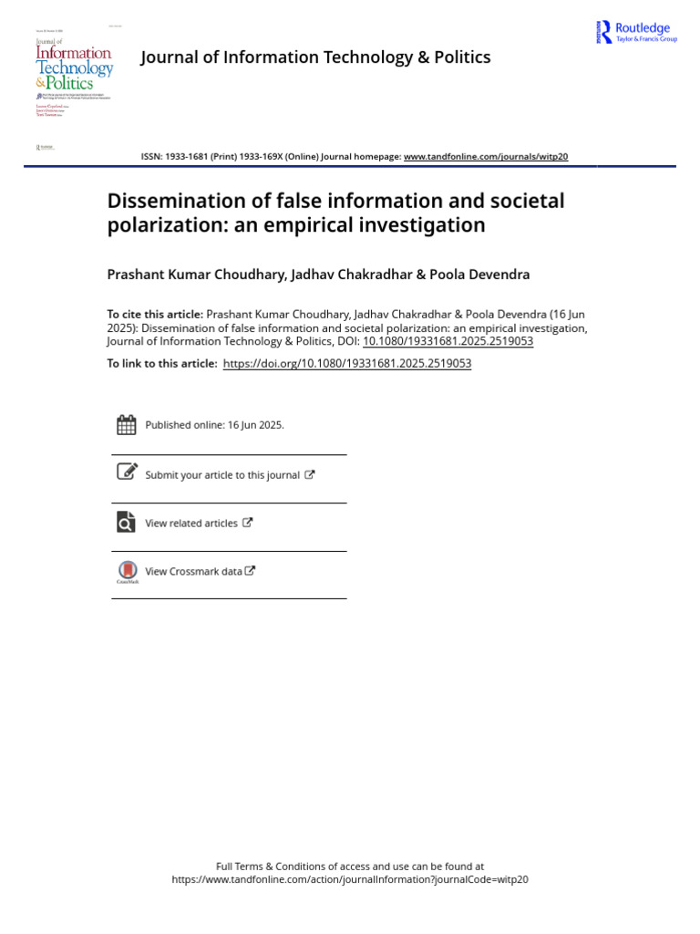 Devendra - Dissemination of False Information and Societal Polarization ...