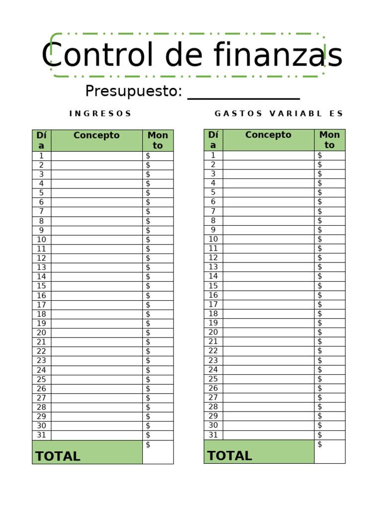Control de Finanzas Mensuales Efectivo | PDF | Presupuesto | Economias