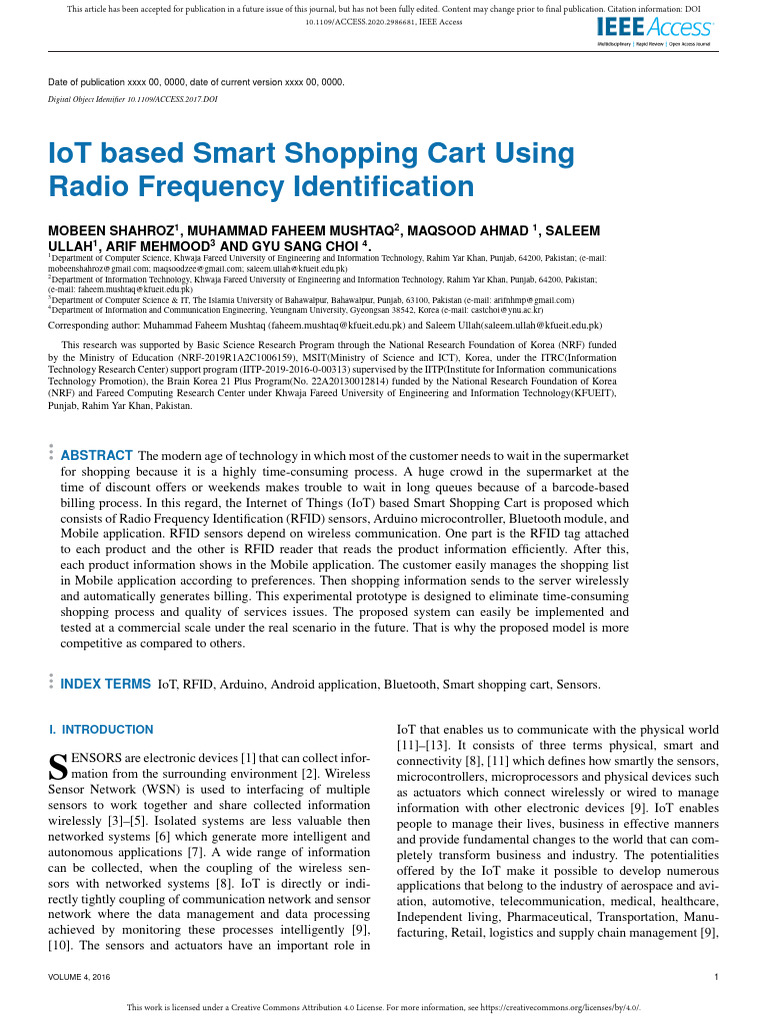 IoT-Based Smart Shopping Cart Using Radio Frequenc | PDF | Radio ...