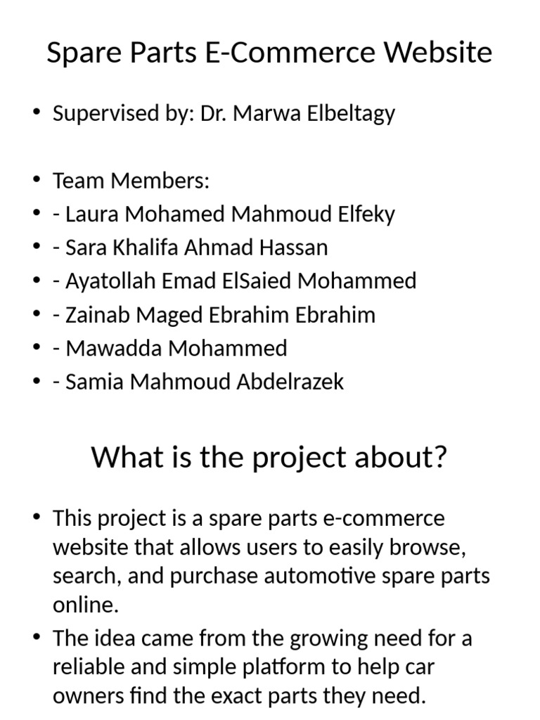Spare Parts E-Commerce Presentation | PDF | Computing | Information ...