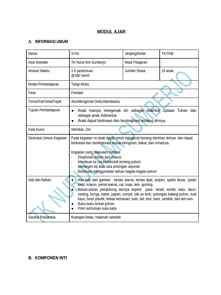 1.modul Ajar Aku-Identitasku | PDF