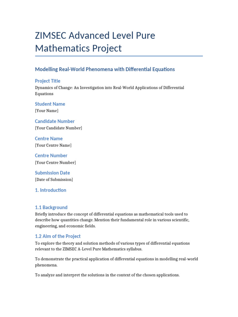 Differential Equations Project Budiriro | PDF | Differential Equations | Equations