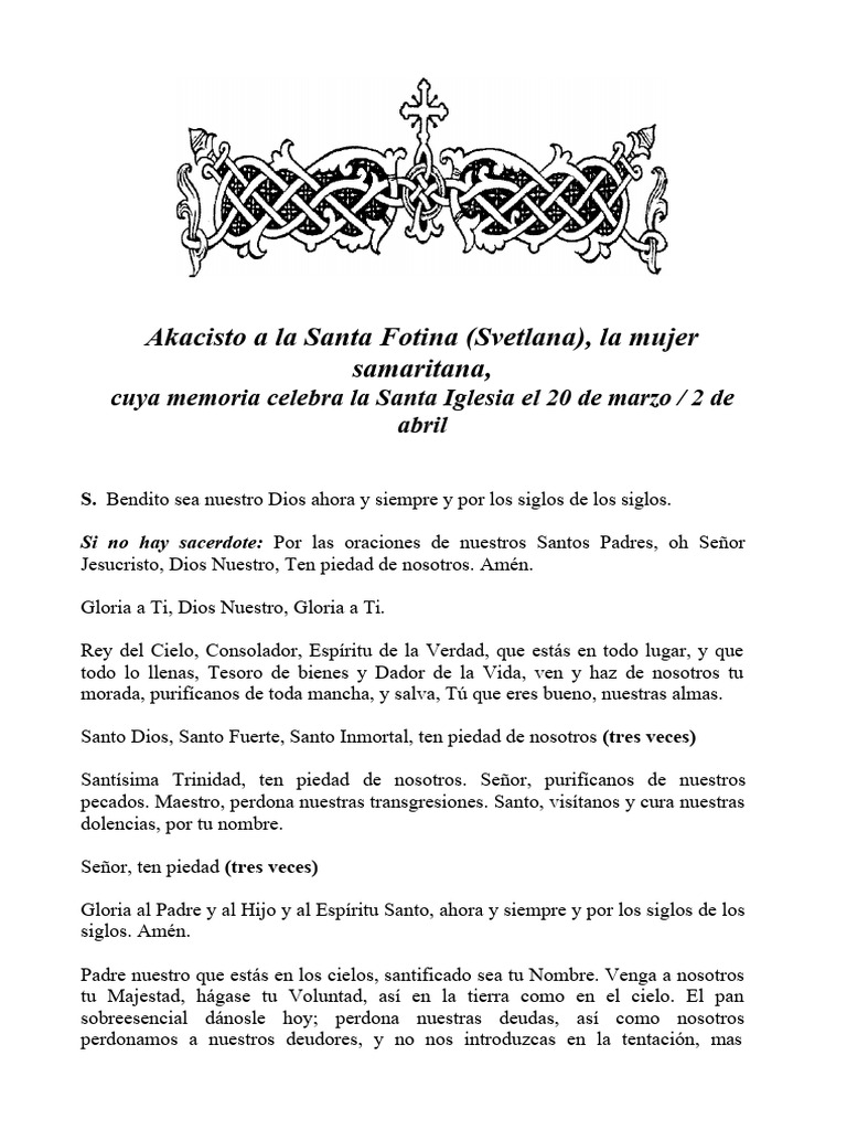 Acacisto A Santa Fotina | PDF | Cristo (título) | Salvación