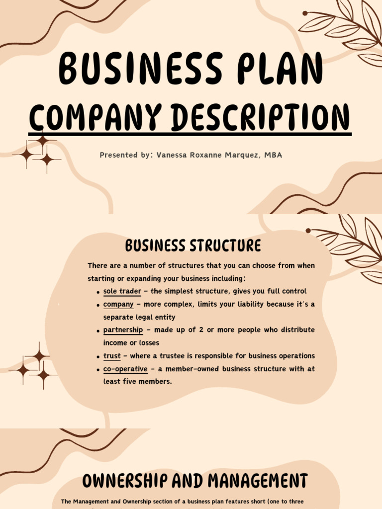 Company Description for Business Plan | PDF | Marketing | Economies