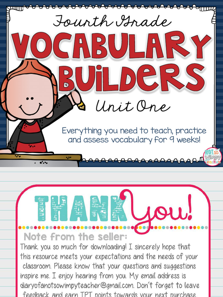 1 - Fourth Grade Vocabulary Builders Unit 1 | PDF | Vocabulary | Word
