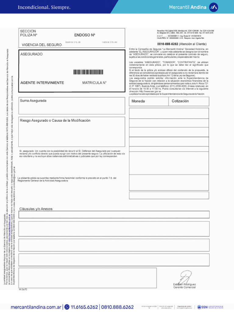Seguro Mercantil Andina | PDF | Póliza de seguros | Seguro