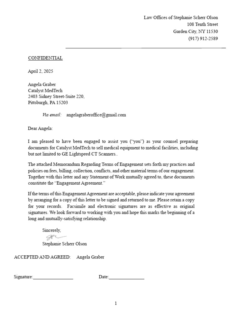 LRS Engagement Letter Angela Graber 2025.4.2 | PDF | Conflict Of ...