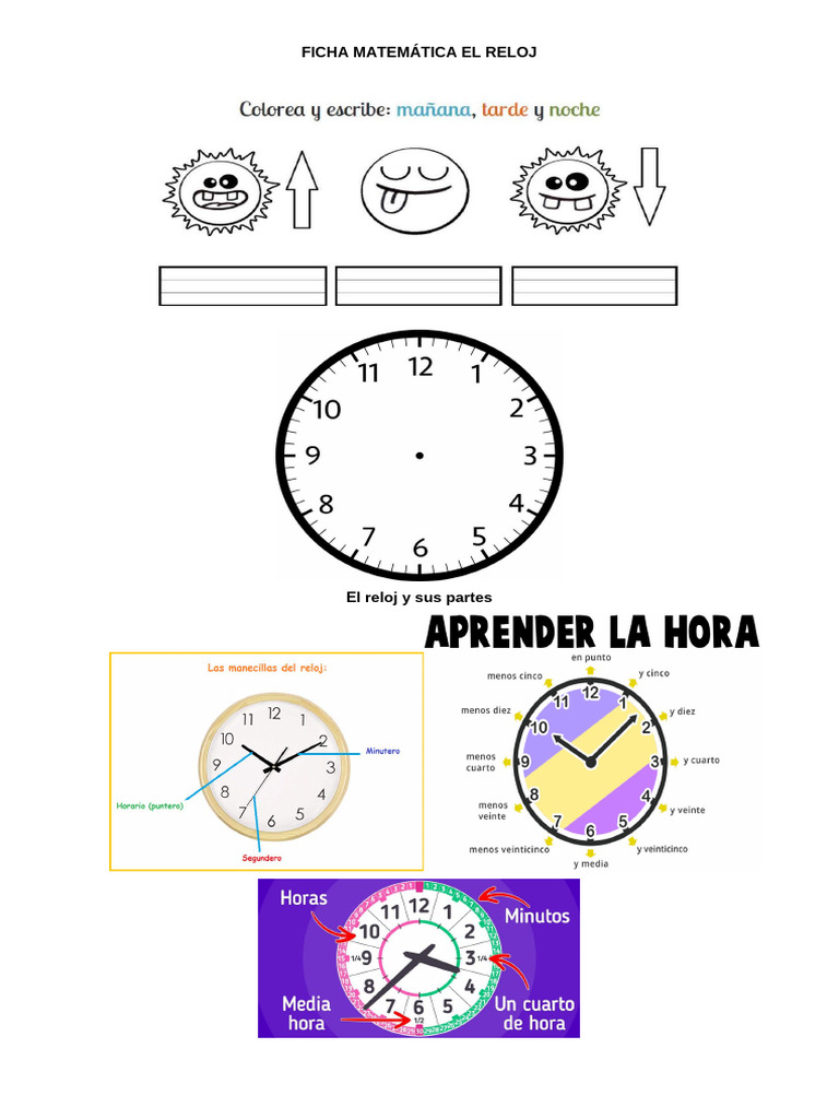 Partes del Reloj y Horas Clave | PDF