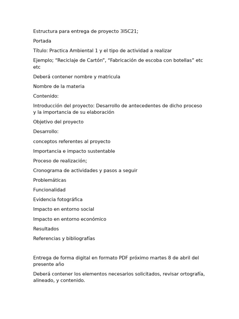Estructura Proyecto 3ISC21 1er Seg | PDF