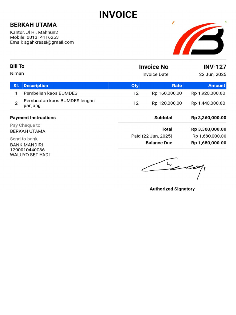 Invoice INV 127 | PDF