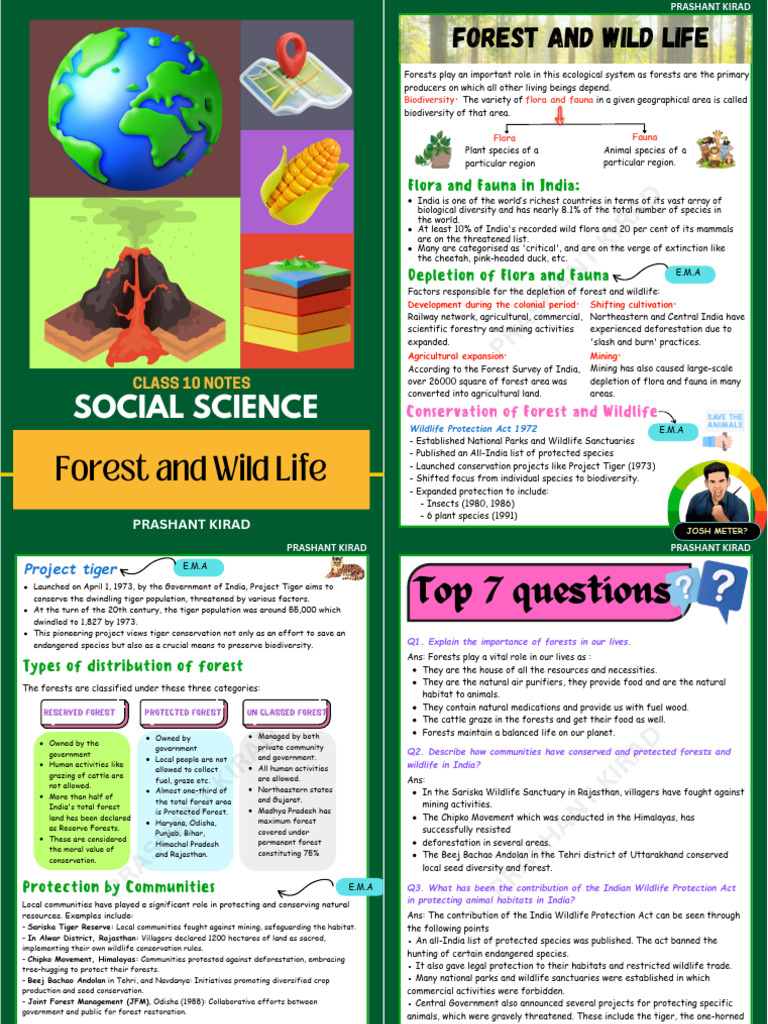 Class 10 Notes on Forest and Wildlife | PDF | Biodiversity ...