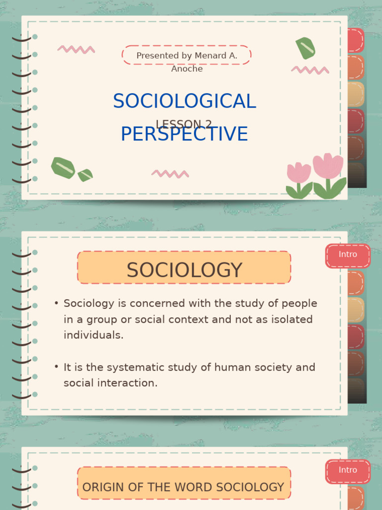 Topic 3 - Sociological Perspective of The Self | PDF | Sociology | Institution