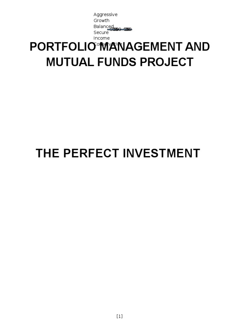 Portfolio Management and Mutual Funds Project: The Perfect Investment ...