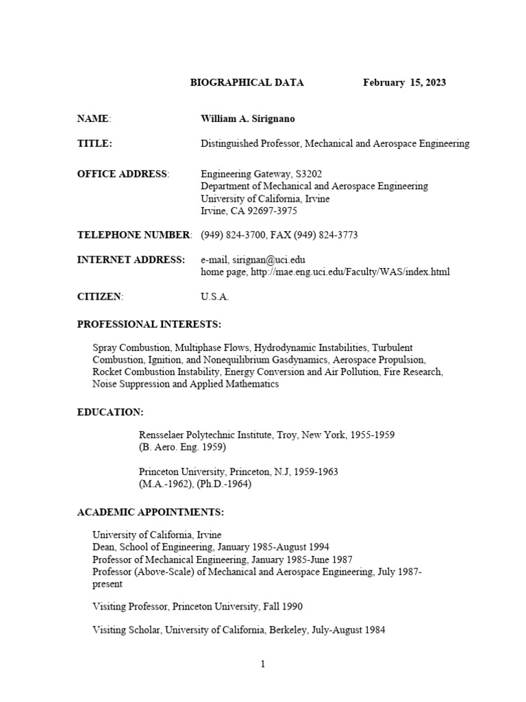 Bio Sirignano | PDF | Combustion | Fluid Dynamics