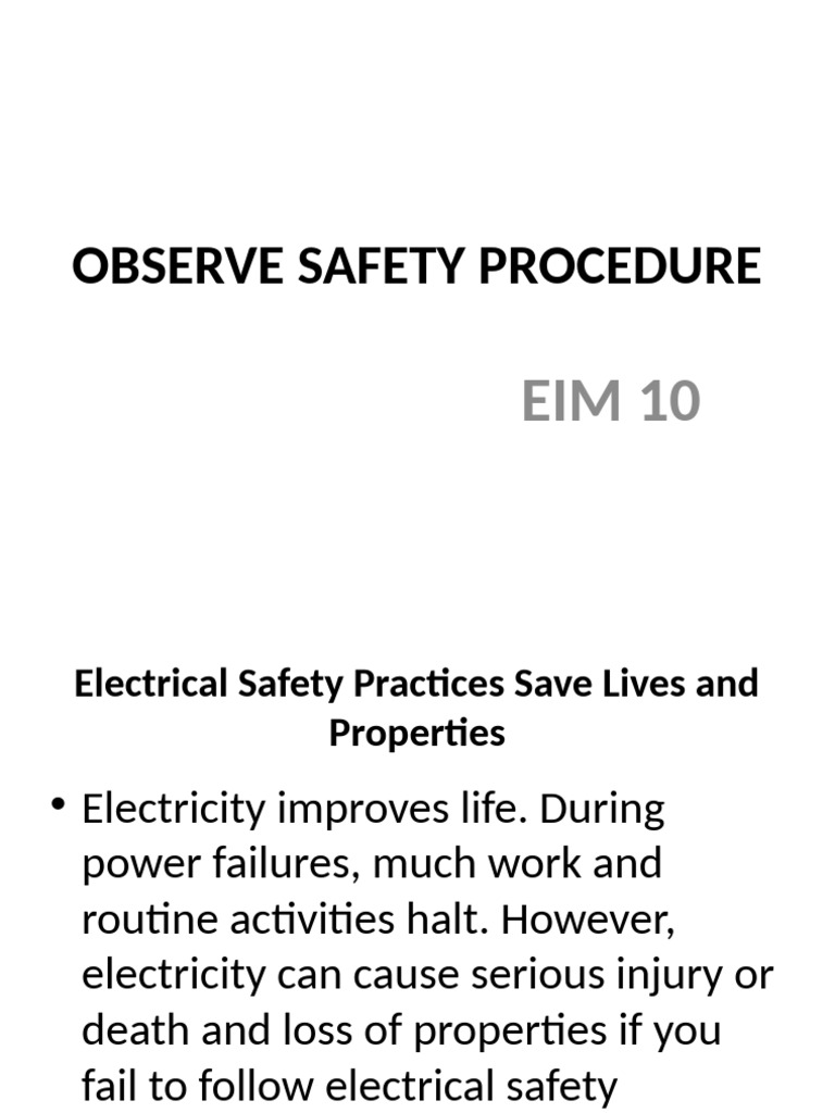 Observe Safety Procedure | PDF | Voltage | Occupational Safety And Health