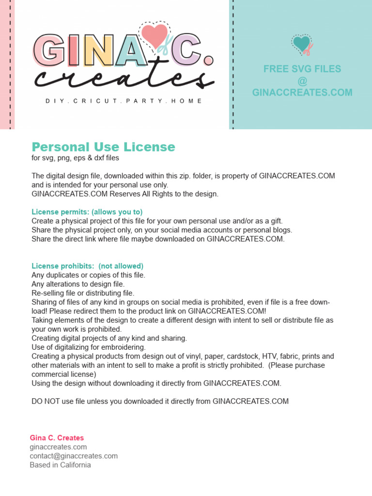 Personal Use License for Digital Designs | PDF