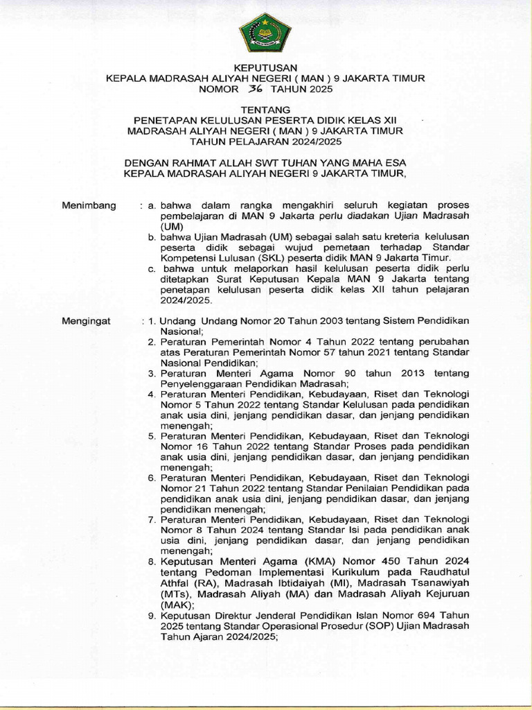 Contoh SK-Kelulusan-2024-2025 - 1 | PDF