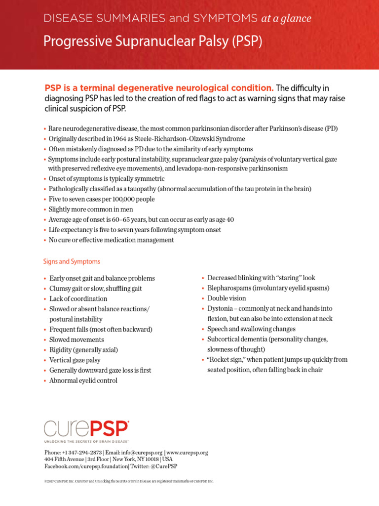 Early Symptoms of Progressive Supranuclear Palsy | PDF | Diseases And ...