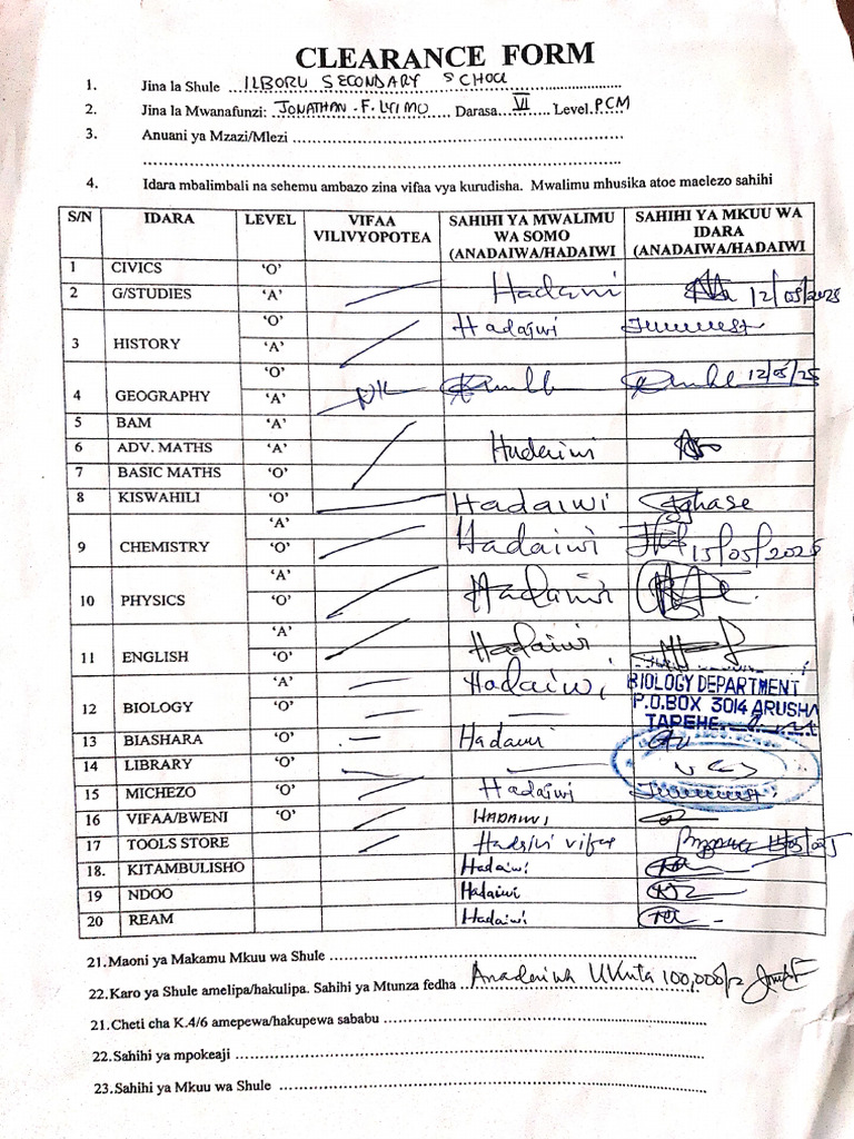 Clearance Form | PDF
