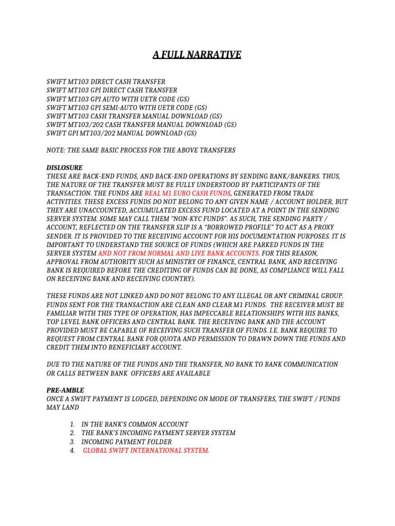 SWIFT MT103 GPI Transfer Procedures | PDF | Banks | Wire Transfer