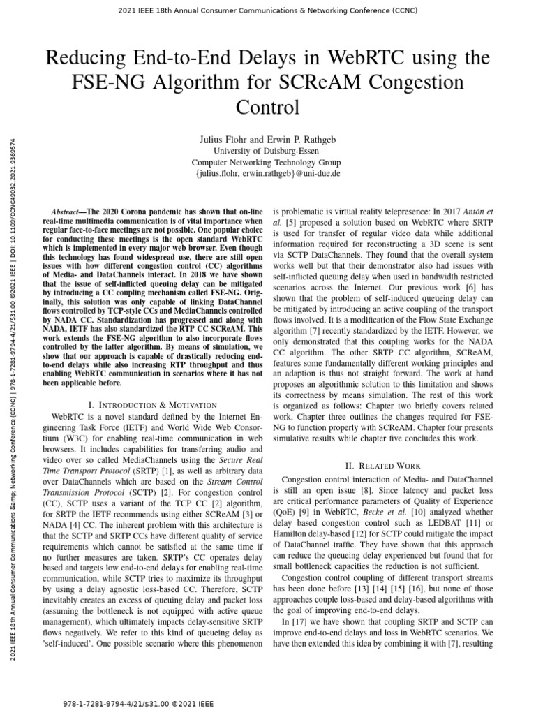 Reducing End-To-End Delays in WebRTC Using The FSE-NG Algorithm For ...