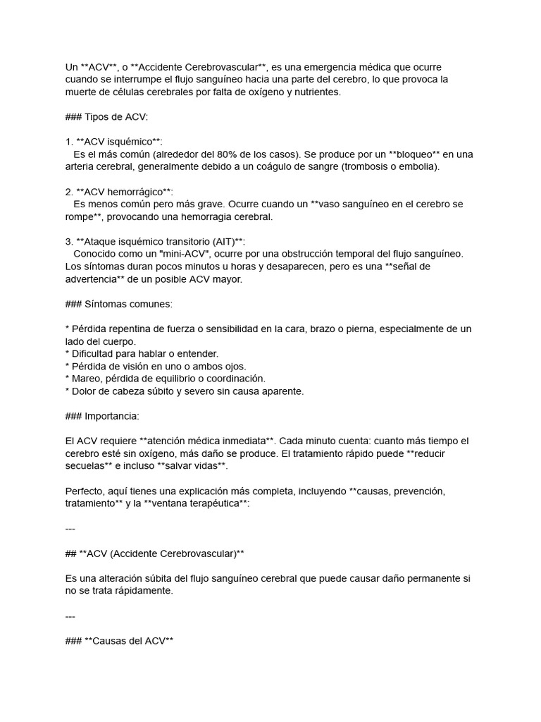 Acv | PDF | Carrera | Isquemia