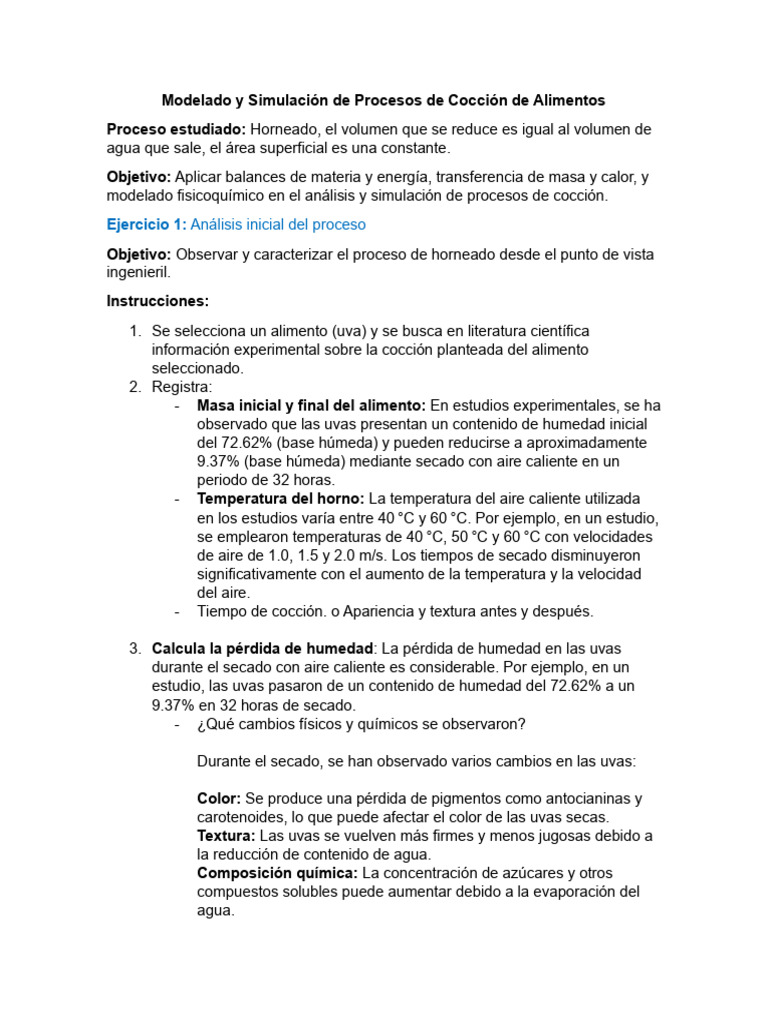 Modelado y Simulación de Procesos de Cocción de Alimentos | PDF | Agua | Calor