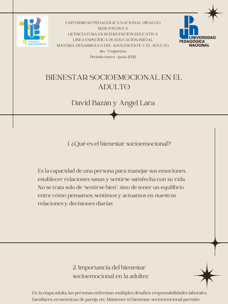Bienestar Socioemocional en El Adulto | PDF | Adultos | Las emociones