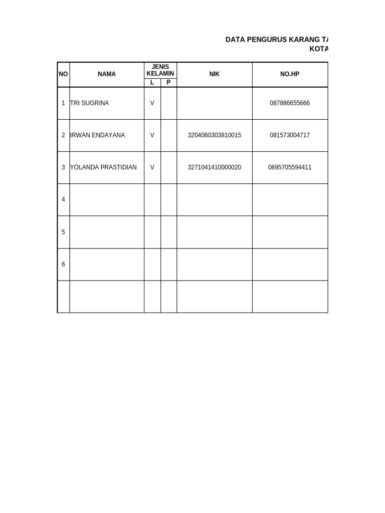 Format Data Anggota Katar | PDF