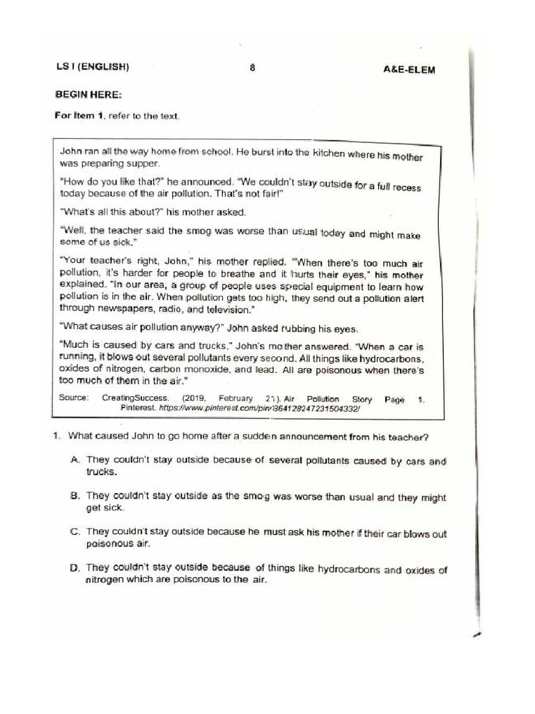 Ae Test Elementary | PDF