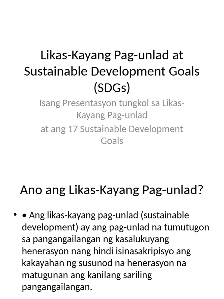 Likas-Kayang Pagunlad SDGs | PDF