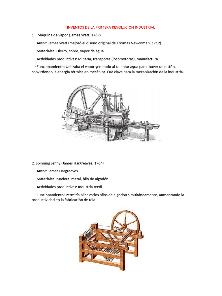 Inventos de La Primera Revolucion Industrial777 | PDF | Textiles | Industria textil