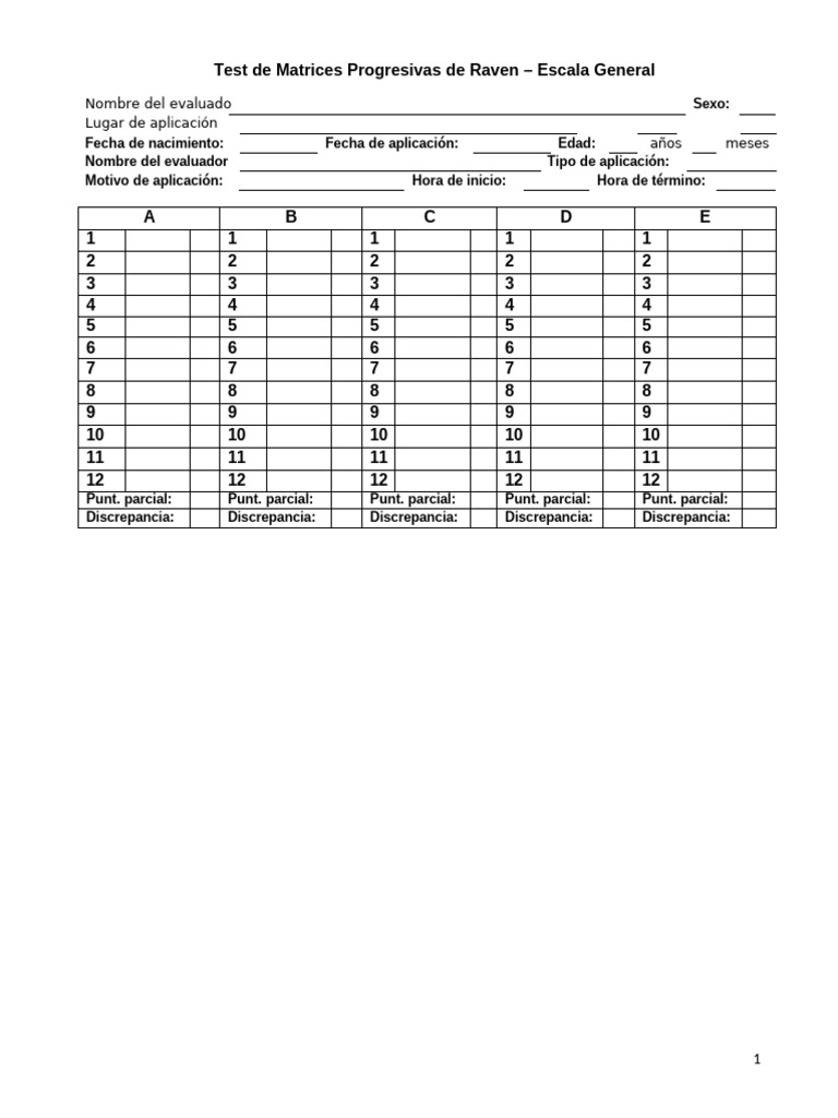 Hoja de Respuestas. | PDF