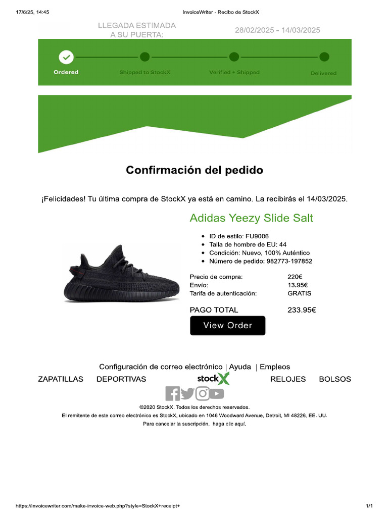 Factura Editada Stockx | PDF
