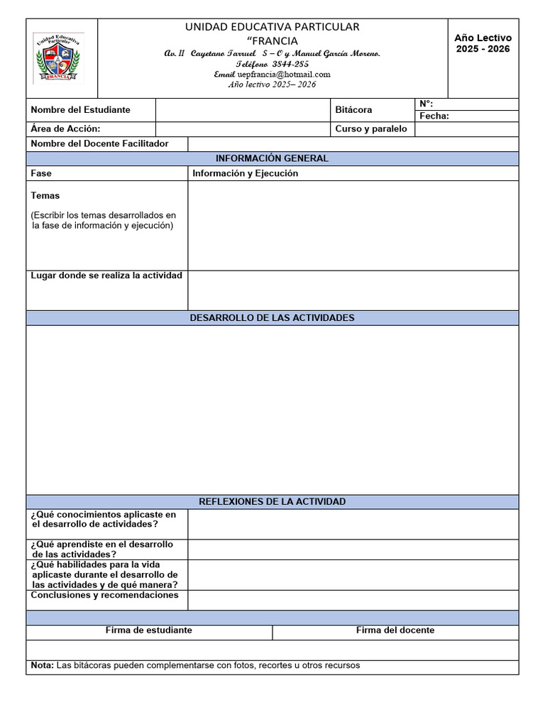 Bitácora Educativa 2025-2026 | PDF