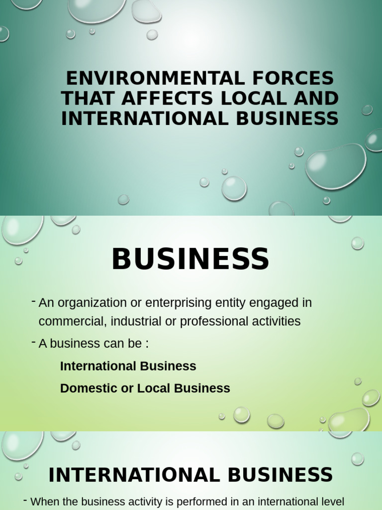 Environmental Forces That Affects Local and International Business ...